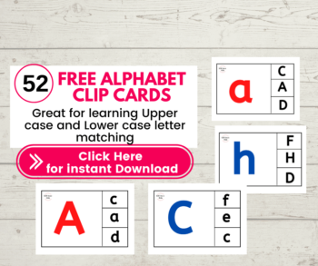 52 FREE Alphabet Uppercase Lowercase Matching Clip cards - Great Hands ...