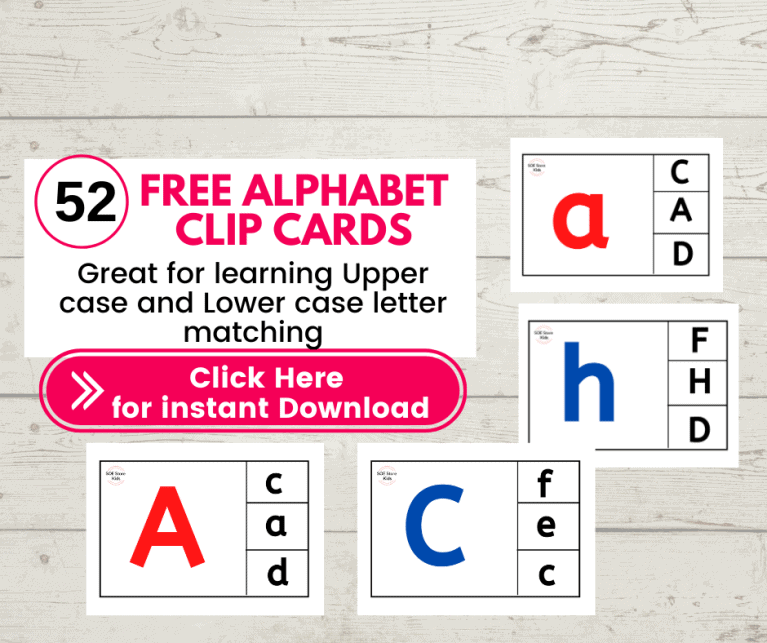 52 FREE Alphabet Uppercase Lowercase Matching Clip cards - Great Hands ...