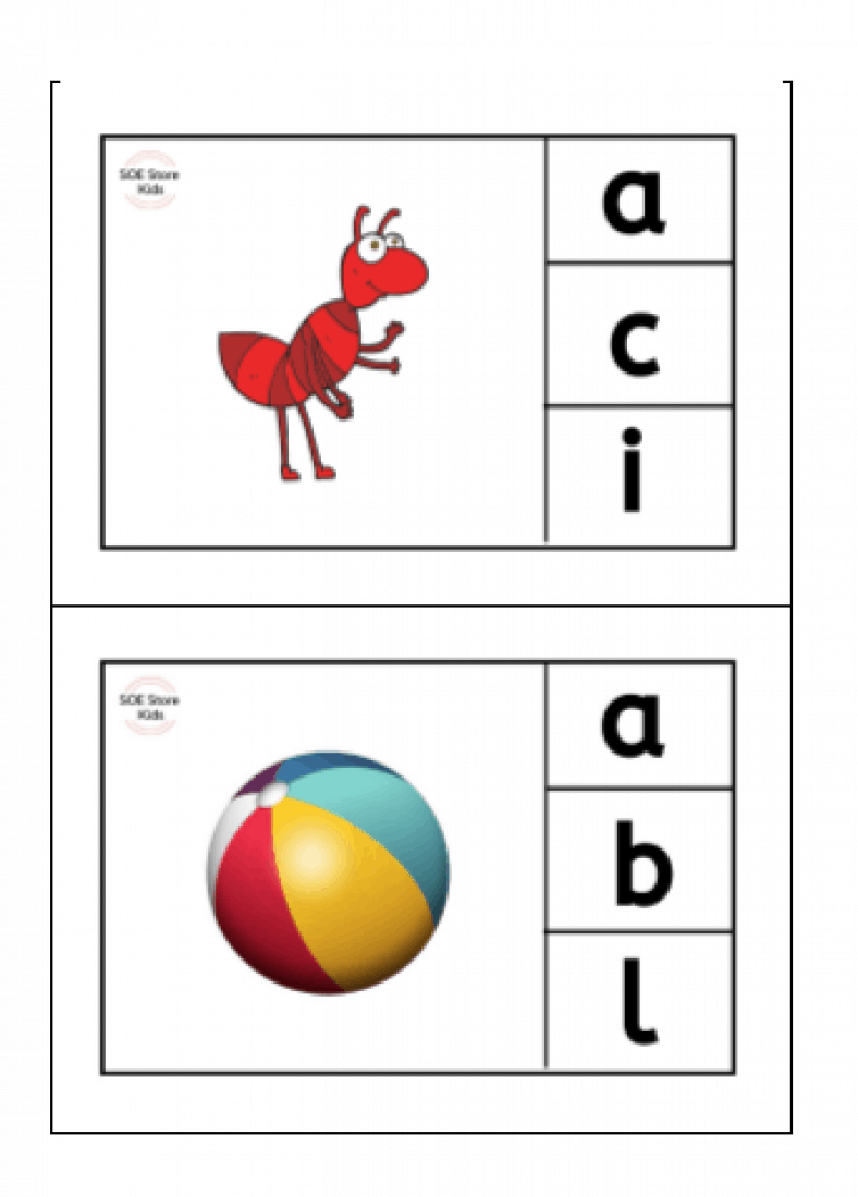 52 Free beginning sounds clip cards with images (Capital and Small ...