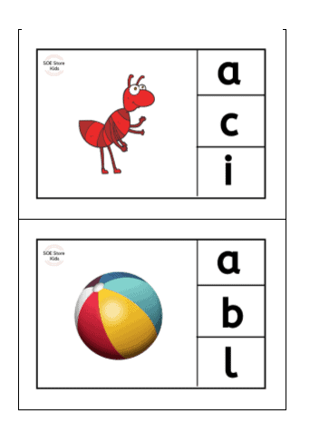 52 Free beginning sounds clip cards with images (Capital and Small ...