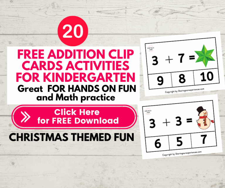 Free Christmas Printable Addition clip cards Numbers 1 - 10 for ...