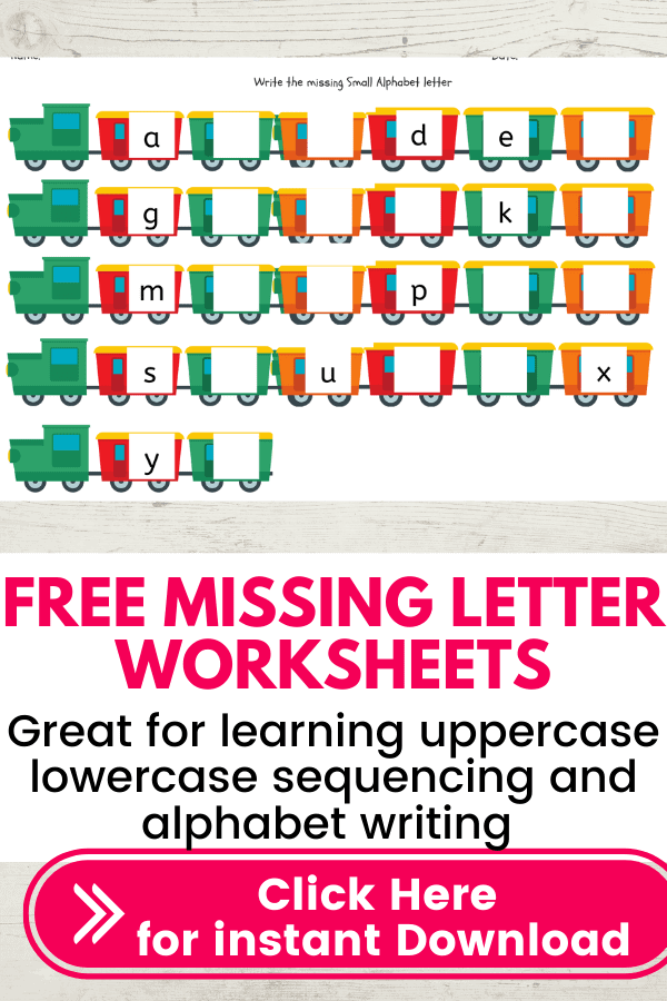 FREE Missing letter worksheets pdf for kids - Teach letter sequencing ...