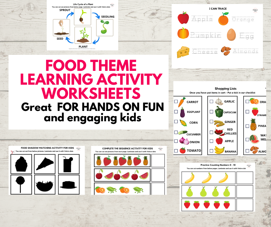 Food Themed Activities For Toddlers Preschoolers Printable Pack Pdf