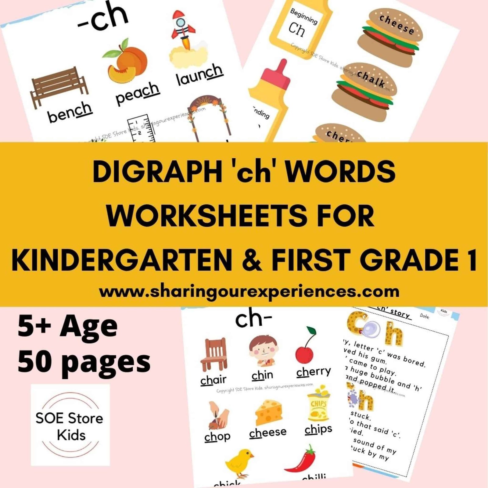 Digraph ch Words Worksheets For Kindergarten First Grade 1