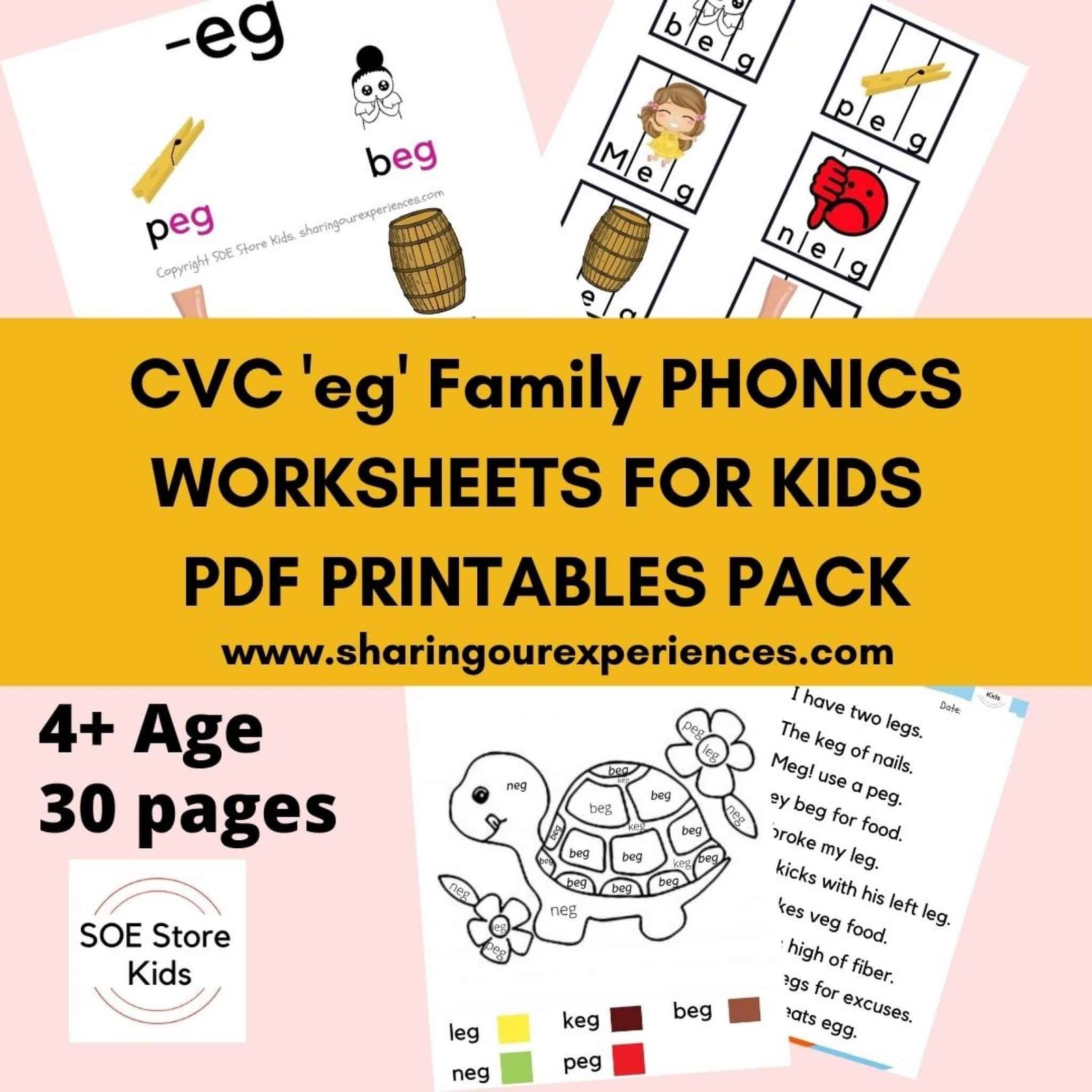 CVC Eg Word Family Worksheets Pdf Learn Phonics CVC Eg Word Family Worksheets Pdf Learn Phonics