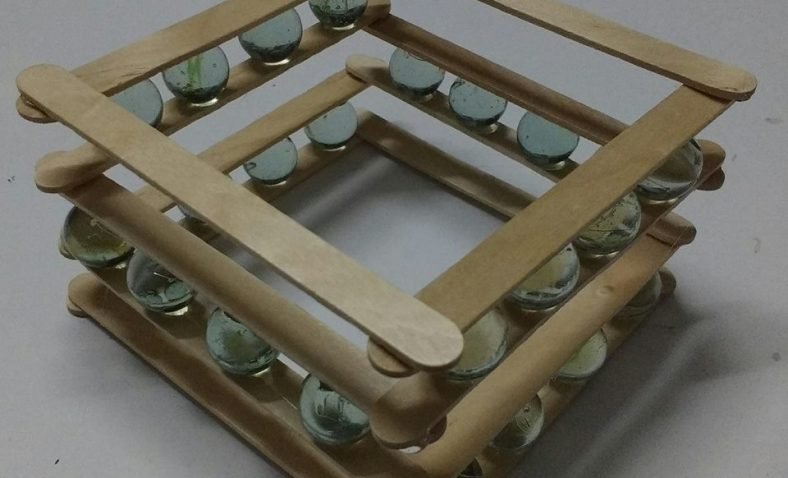 Lamp with Popsicle Sticks and Marbles | Sharing Our Experiences